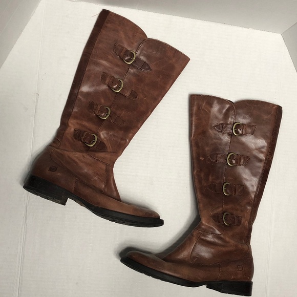 Born | Shoes | Born Brown Low Heeled Buckle Design Boots 75 | Poshmark